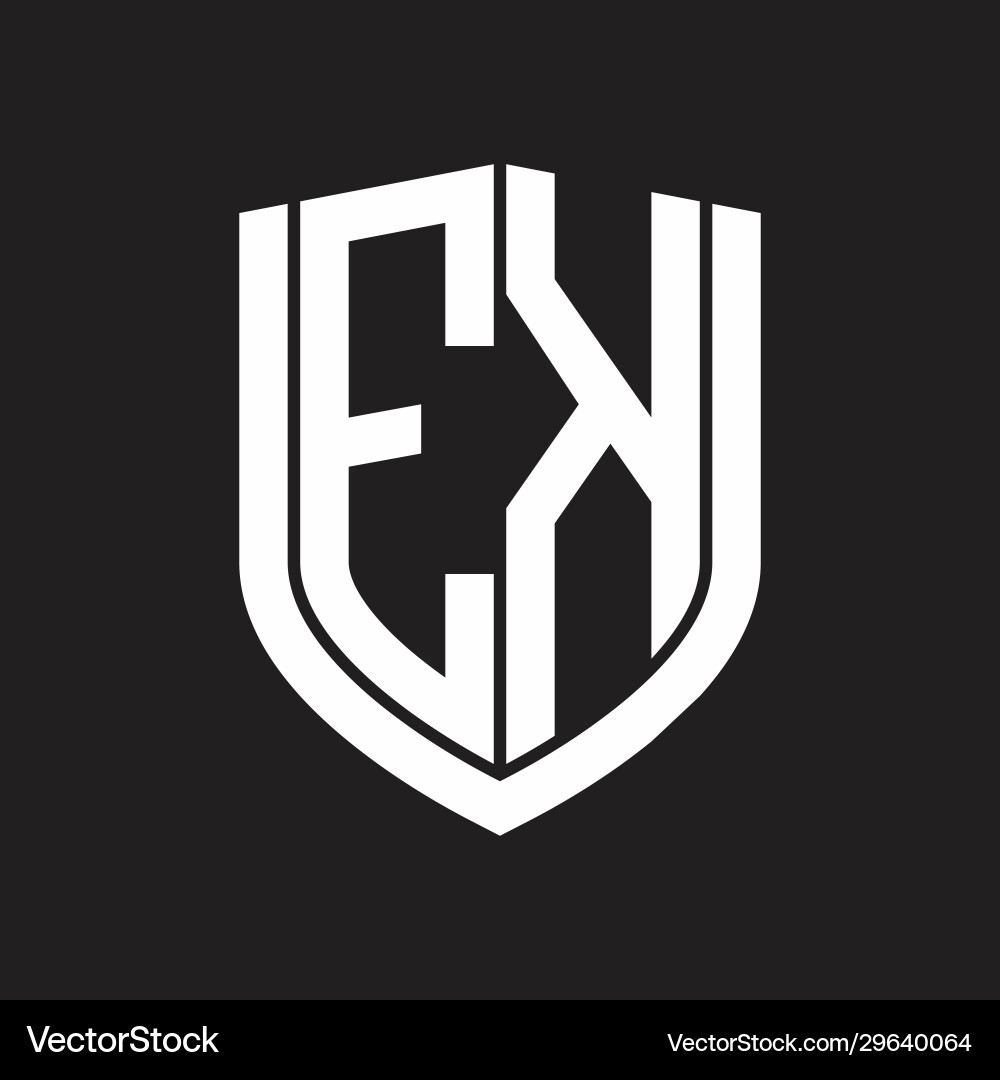 EK Monogram Shield Logo Royalty Free Vector Image