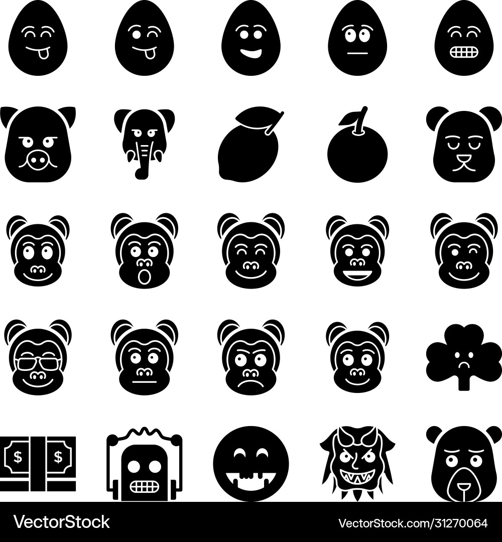 Emoticons icons pack Royalty Free Vector Image