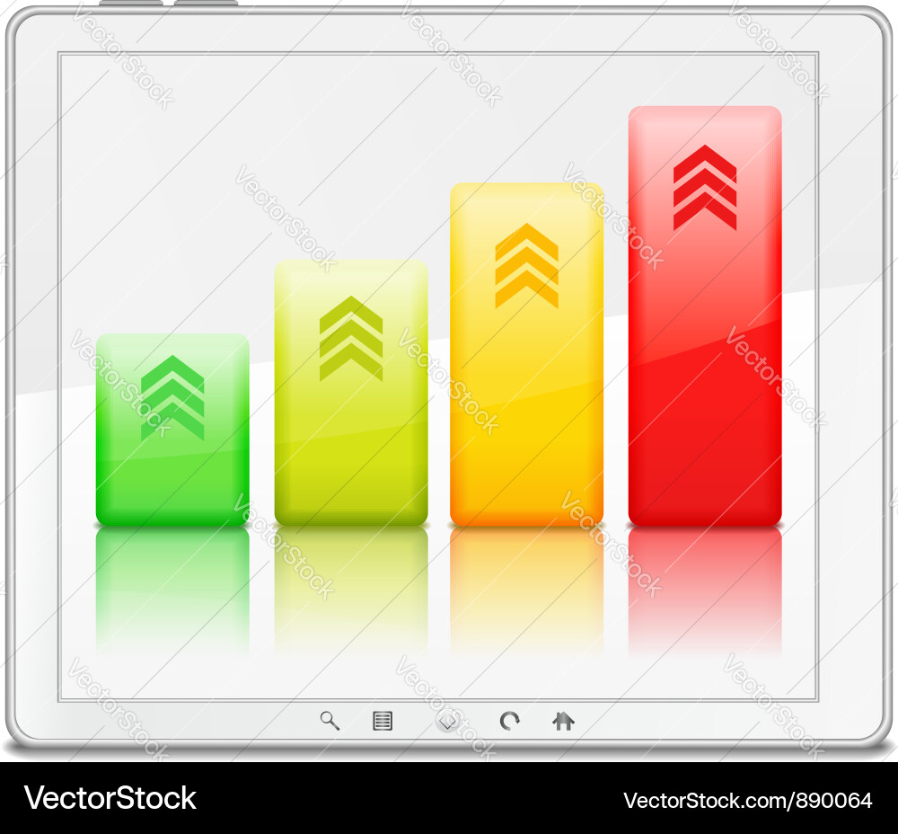 Graph on the screen of tablet pc Royalty Free Vector Image