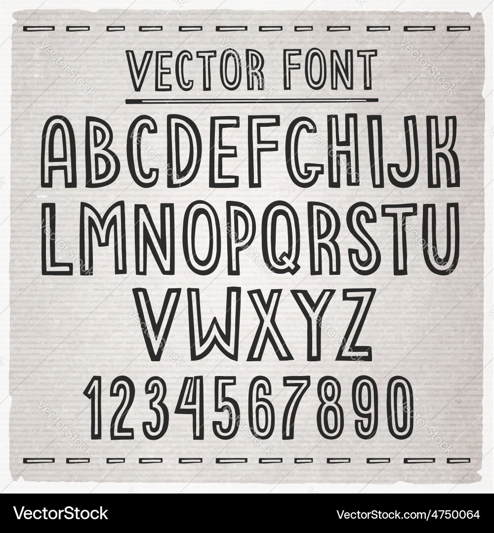 Hand drawn font alphabet Royalty Free Vector Image