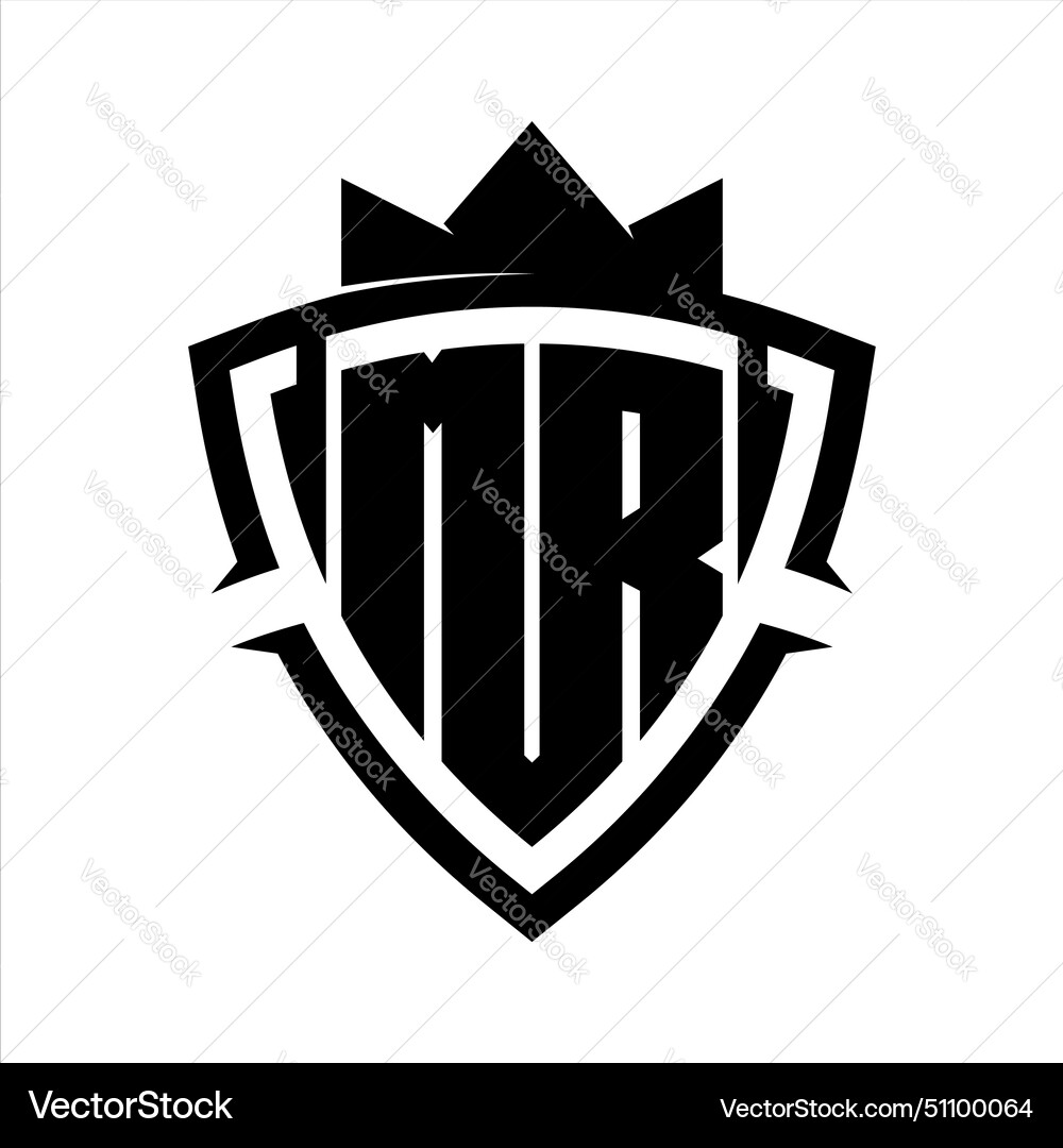 Mr letter bold monogram triangle curve shield Vector Image