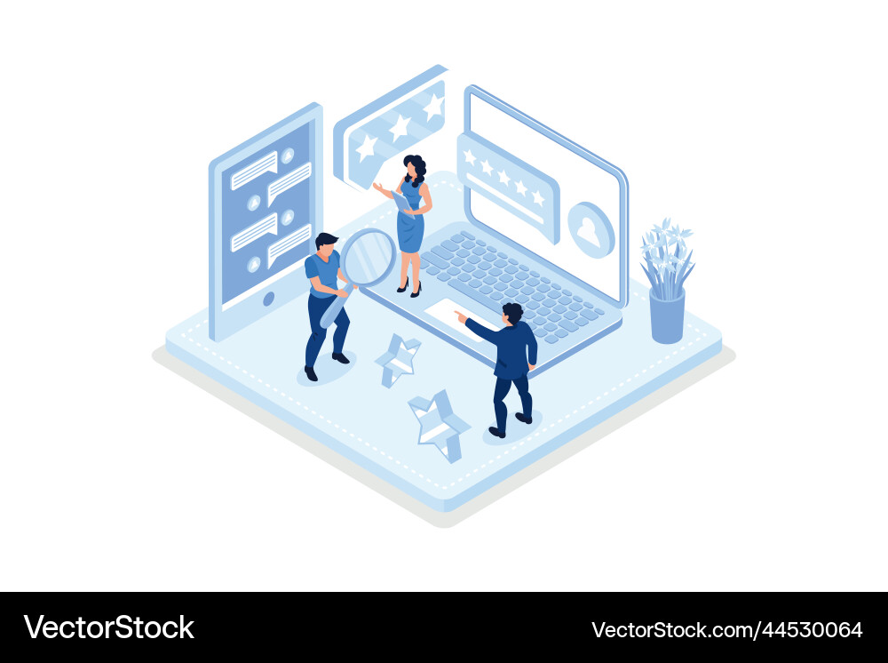 People characters giving five star feedback Vector Image