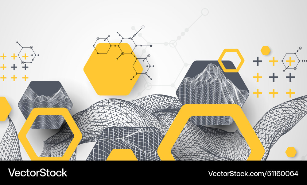 Scientific and technological background wireframe Vector Image