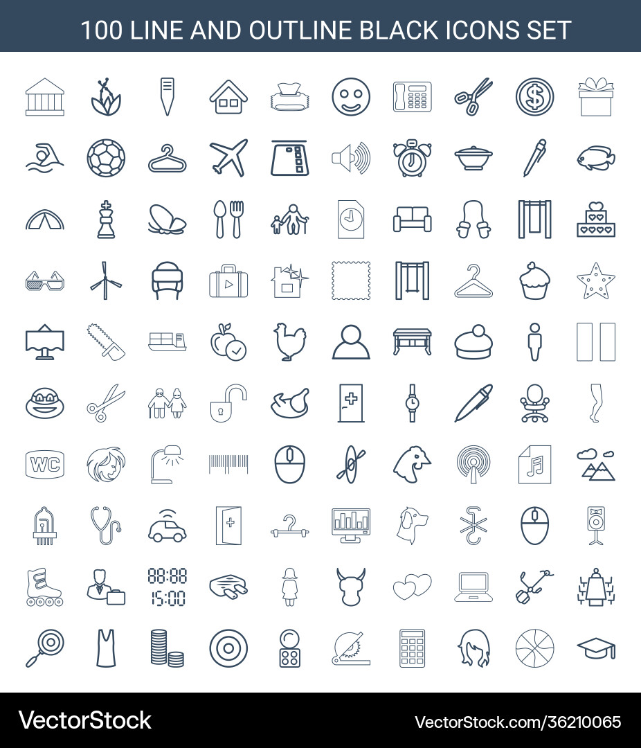 100 black icons Royalty Free Vector Image - VectorStock