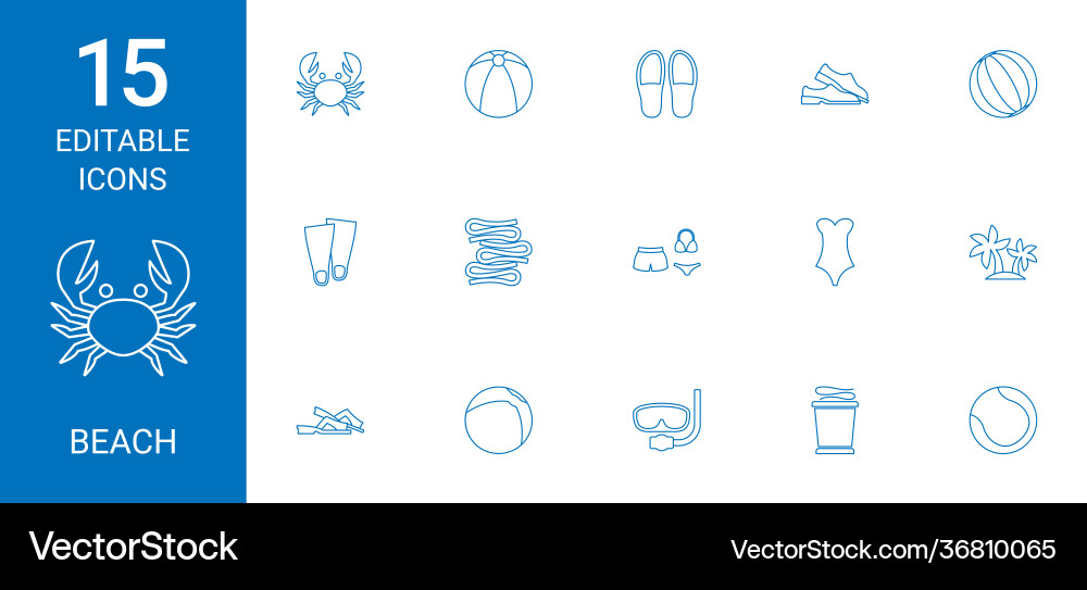 15 beach icons Royalty Free Vector Image - VectorStock