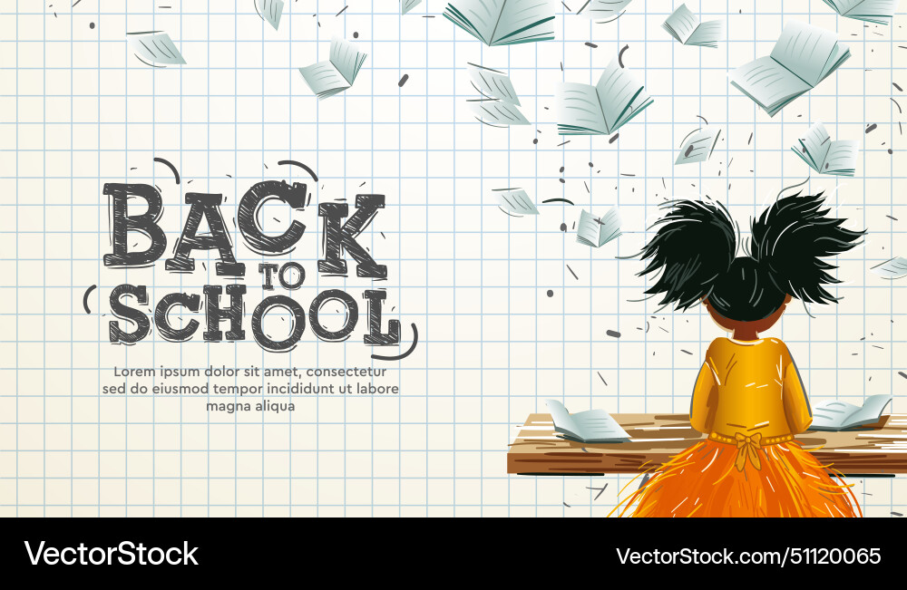 Back to school web banner with girl Royalty Free Vector
