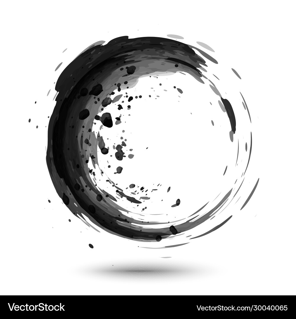 Black circle splash brush watercolor Royalty Free Vector