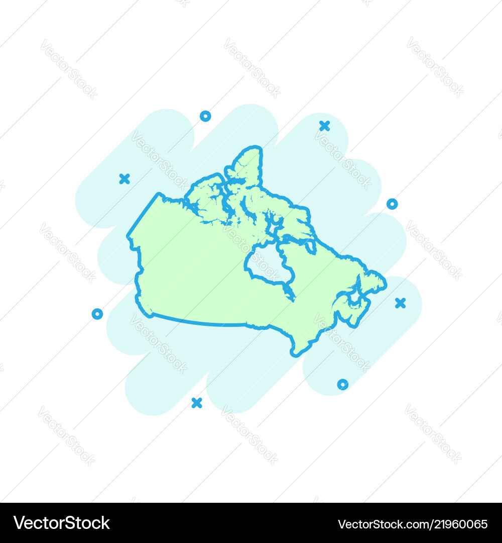 Cartoon colored canada map icon in comic style Vector Image
