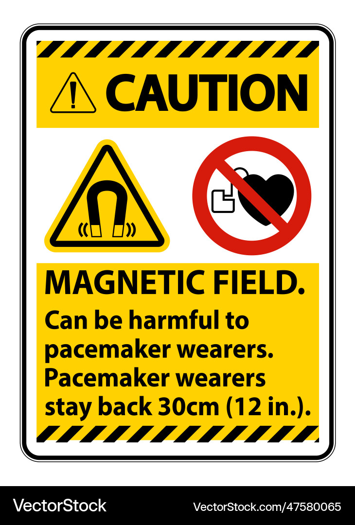 Caution magnetic field can be harmful Royalty Free Vector