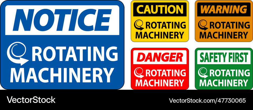 Danger sign rotating machinery on white background