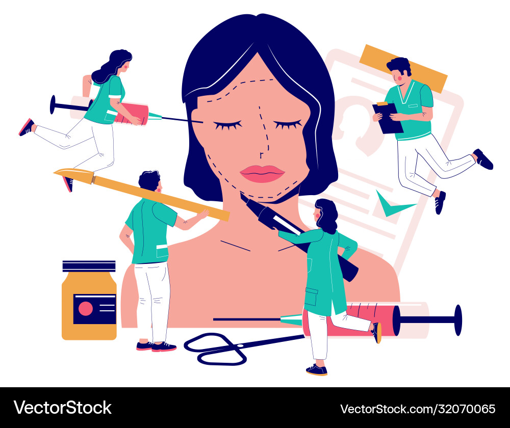 Facial Plastic Surgery Concepts Royalty Free Vector Image