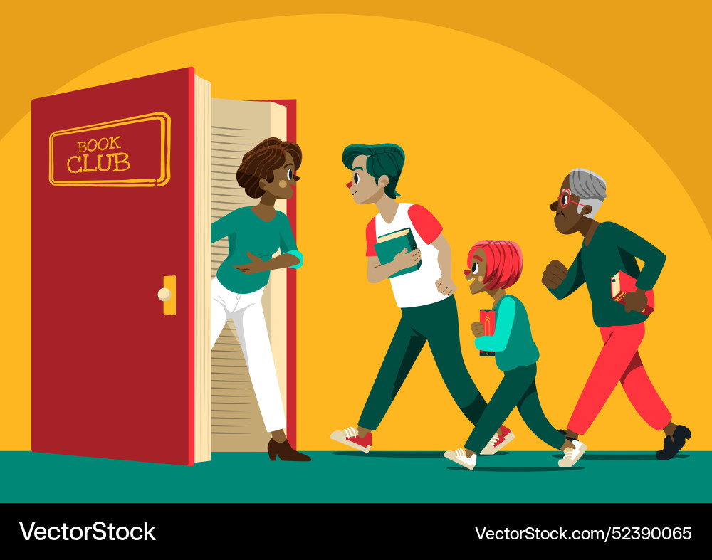 Hand drawn flat book club Royalty Free Vector Image