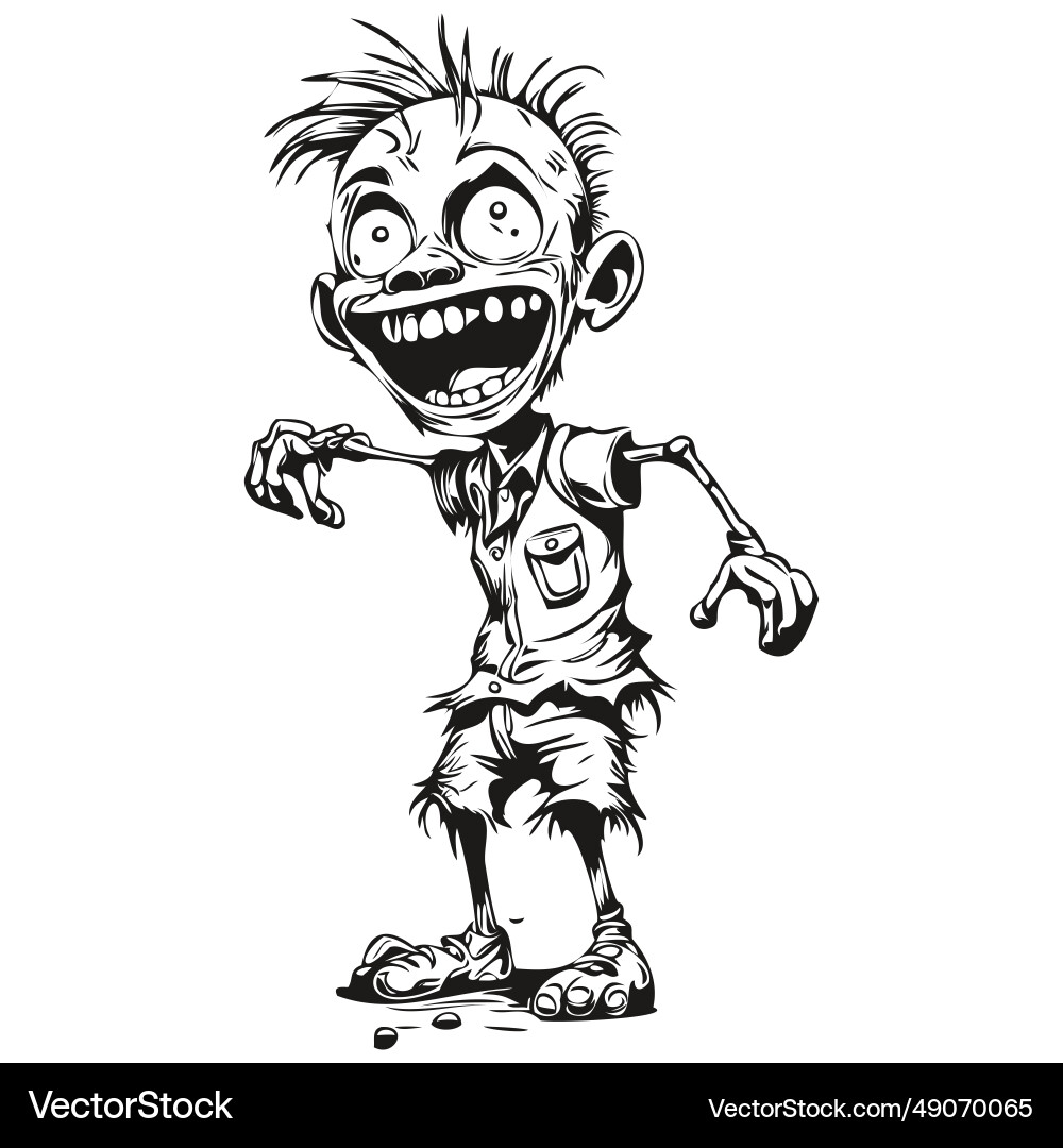 Haunting hand-drawn zombie reflection Royalty Free Vector