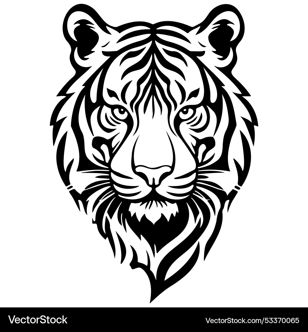 Isolated tiger monochrome outline drawing Vector Image