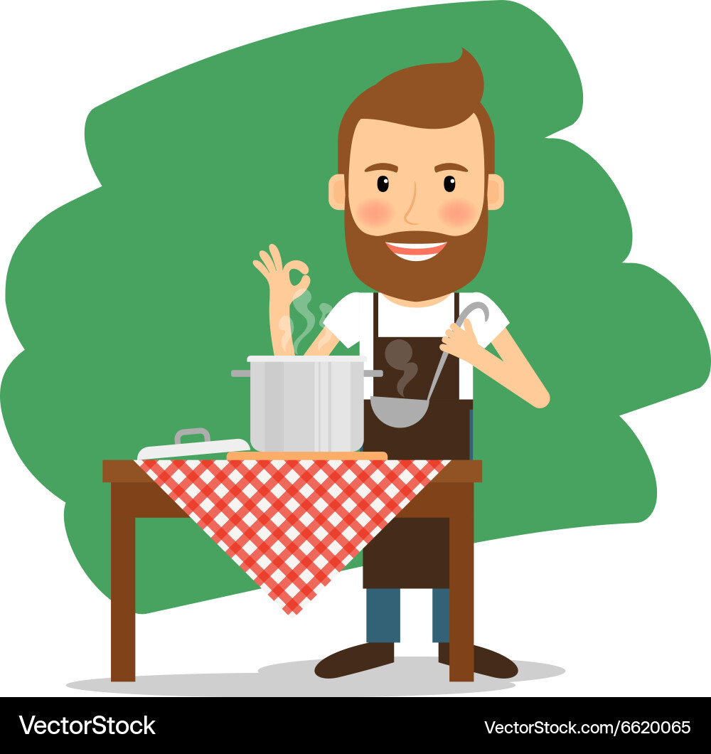 Man cooking at home Royalty Free Vector Image - VectorStock