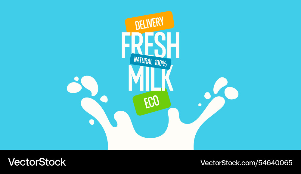 Modern poster fresh milk with splashes Royalty Free Vector