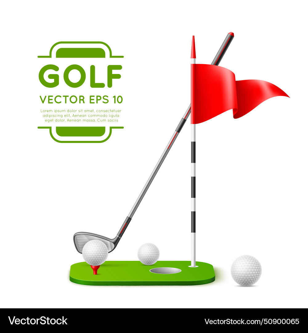 Realistic golf elements shooting preparation Vector Image