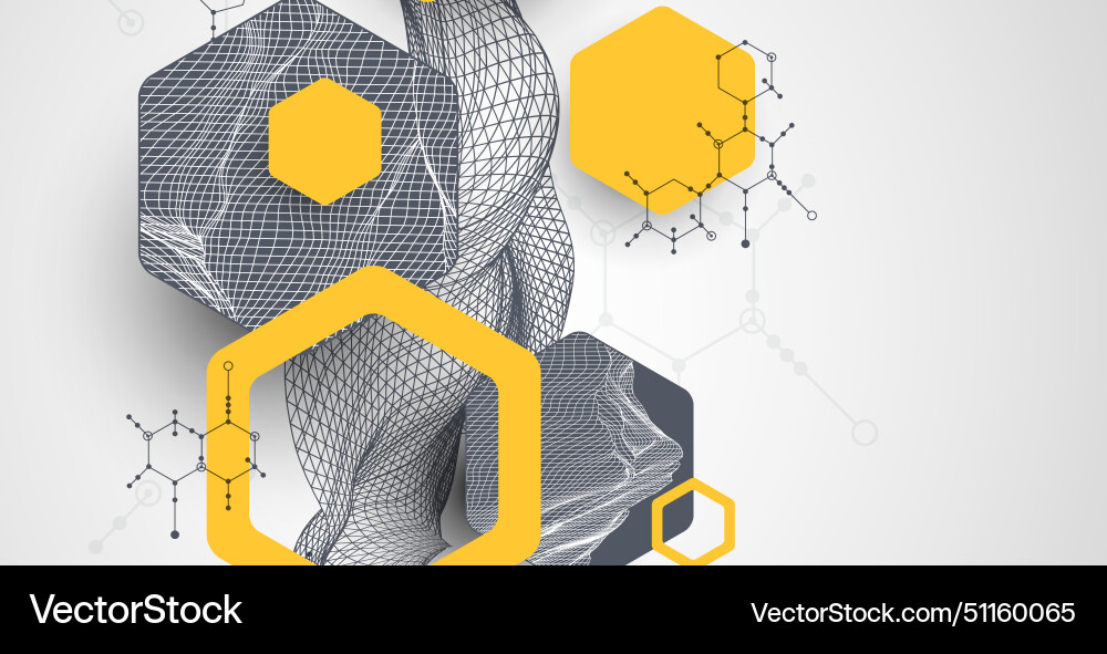 Scientific and technological background wireframe Vector Image