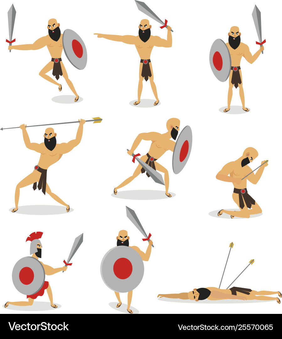 Set character rome gladiator in different Vector Image