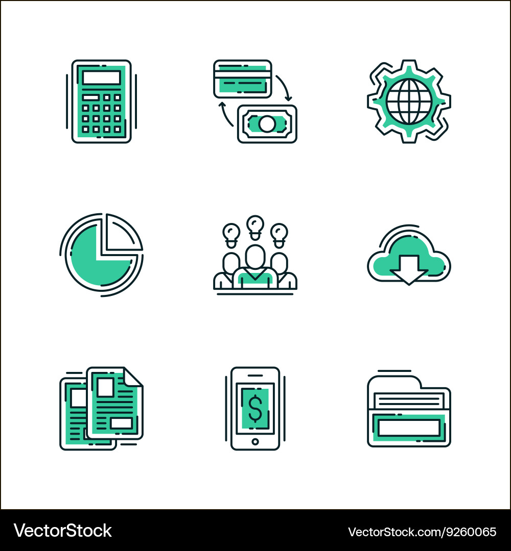 Set of icons business workflow items Royalty Free Vector