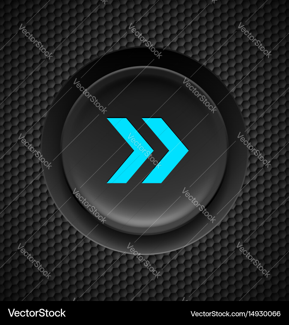 Black button with fast forward sign in blue Vector Image