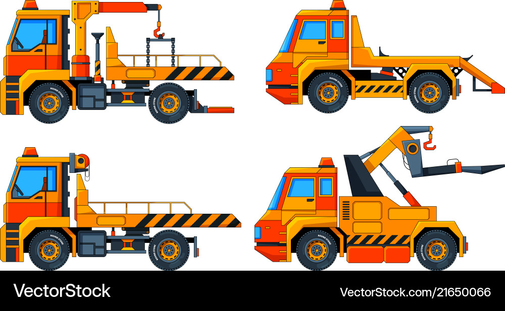 Evacuator cars various pictures Royalty Free Vector Image