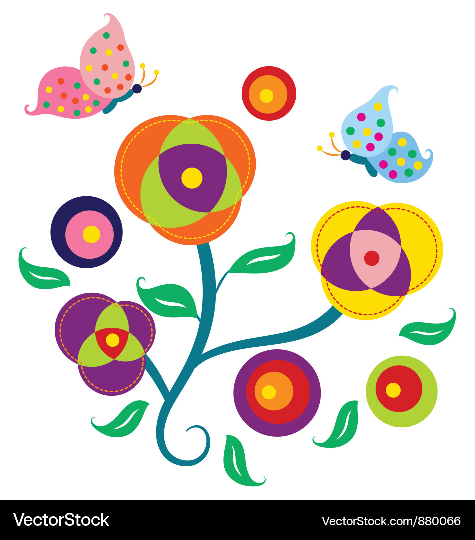 Flowers and butterfly Royalty Free Vector Image