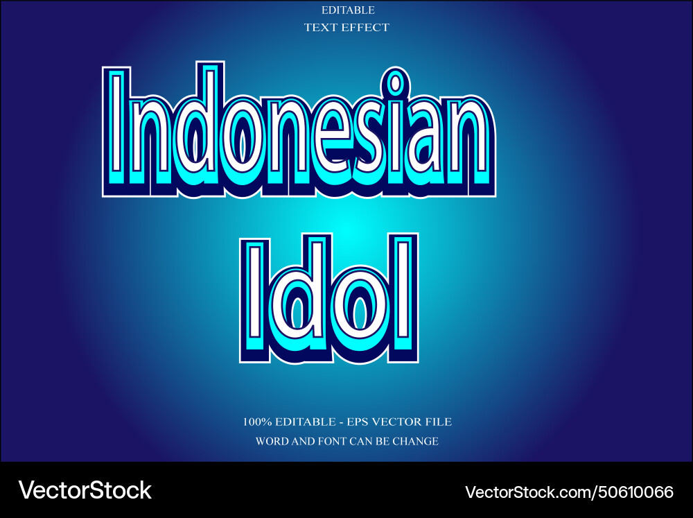 Indonesian idol editable text effect Royalty Free Vector