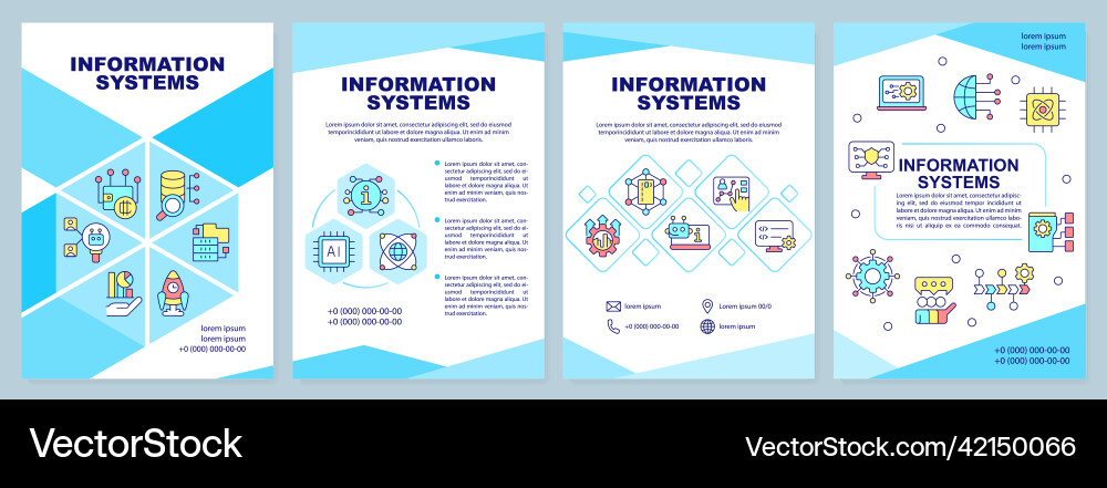 Information systems blue brochure template Vector Image