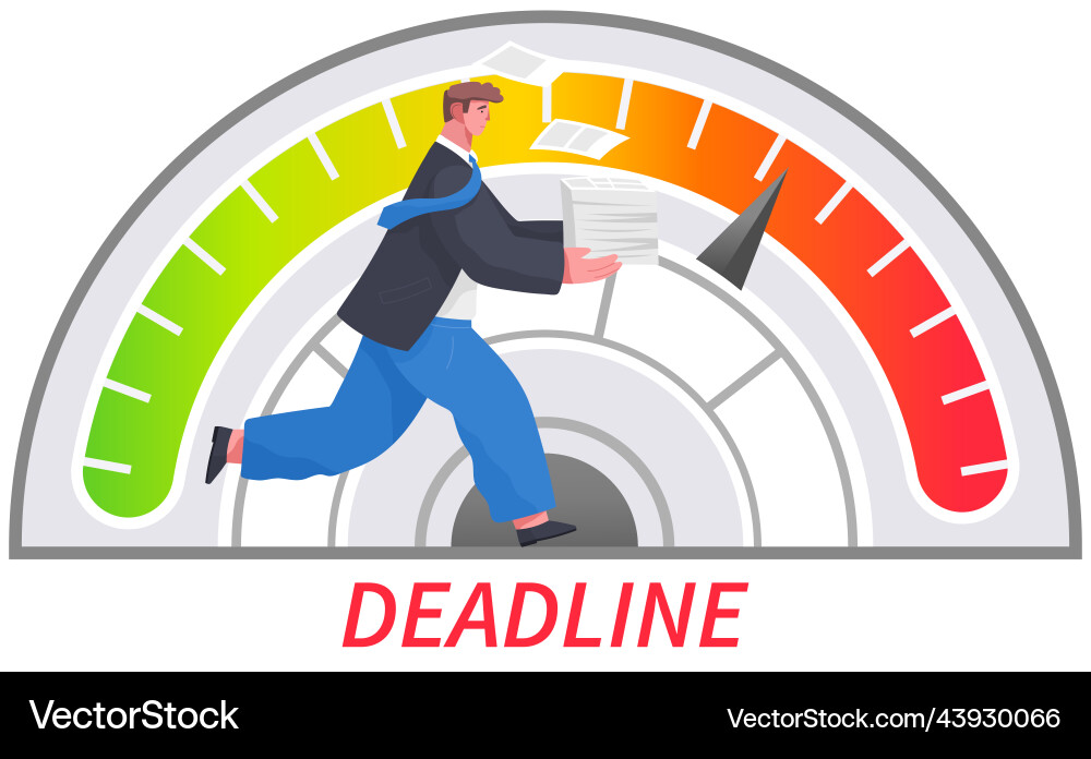 Office worker works overtime at deadline Vector Image