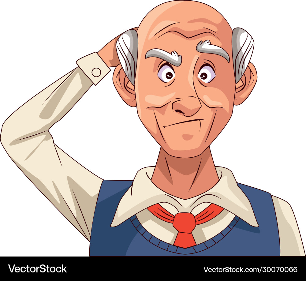 Old grandfather character isolated icon Royalty Free Vector