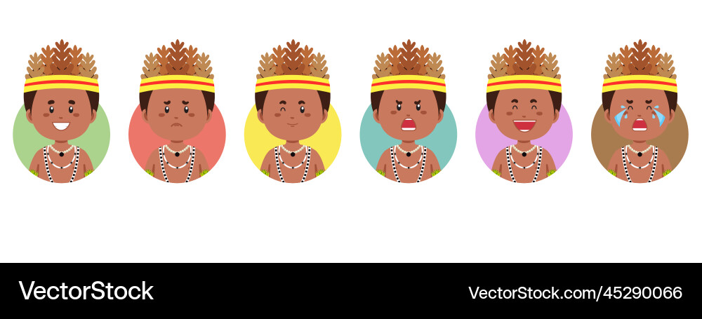 Papua new guinea avatar with various expression Vector Image