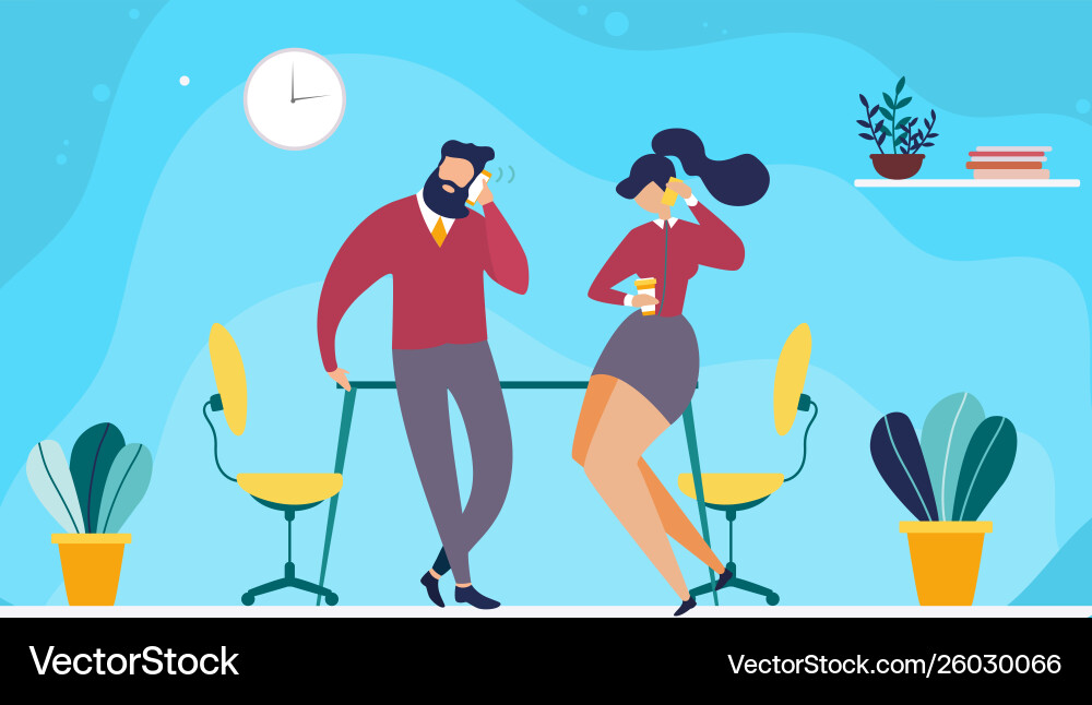 Rest time or coffee break in office flat cartoon Vector Image
