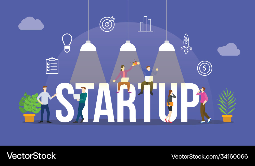 Startup business concept with team people Vector Image