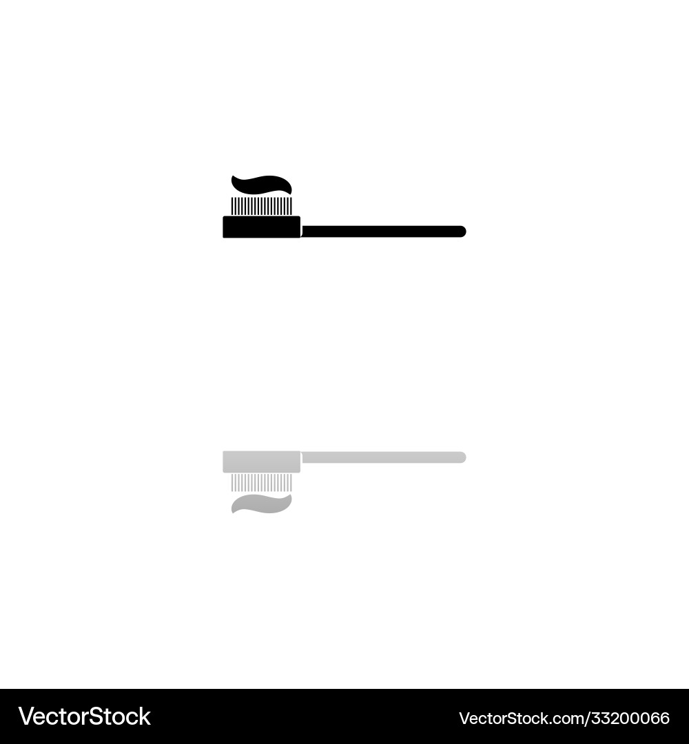 Toothbrush with toothpaste icon flat Royalty Free Vector