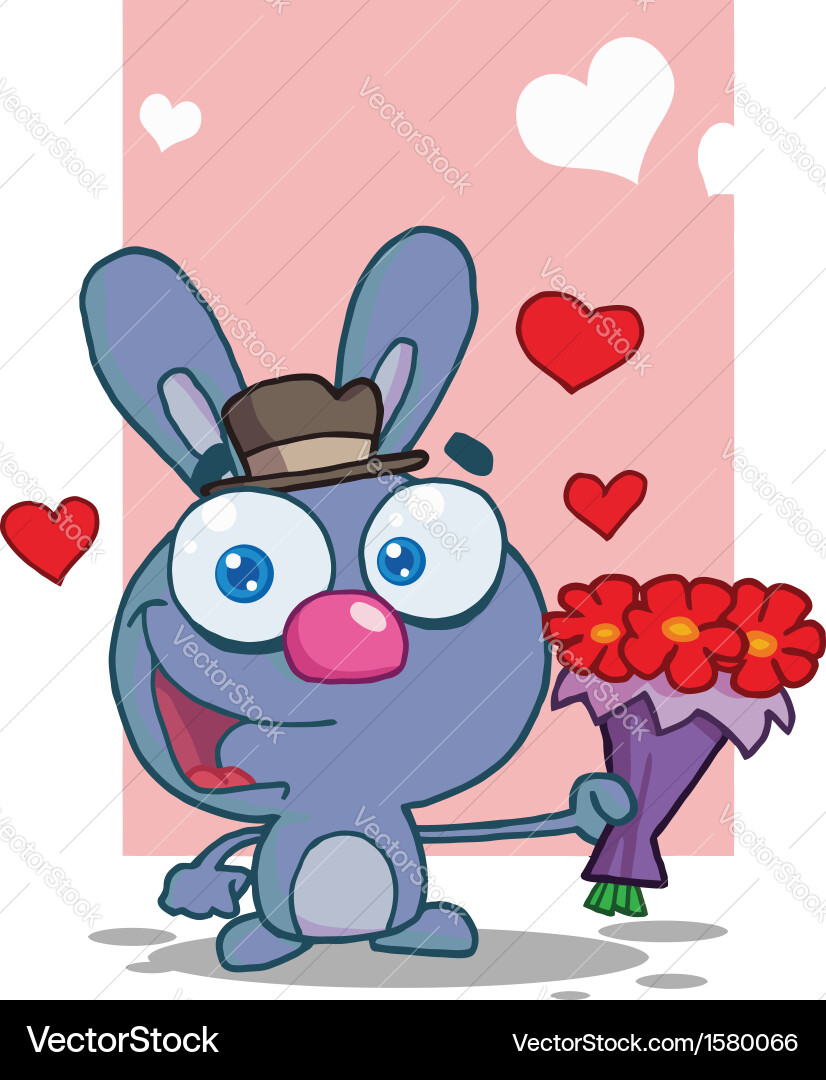 Valentines bunny cartoon Royalty Free Vector Image