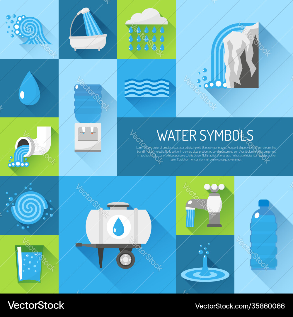 Water flat set Royalty Free Vector Image - VectorStock