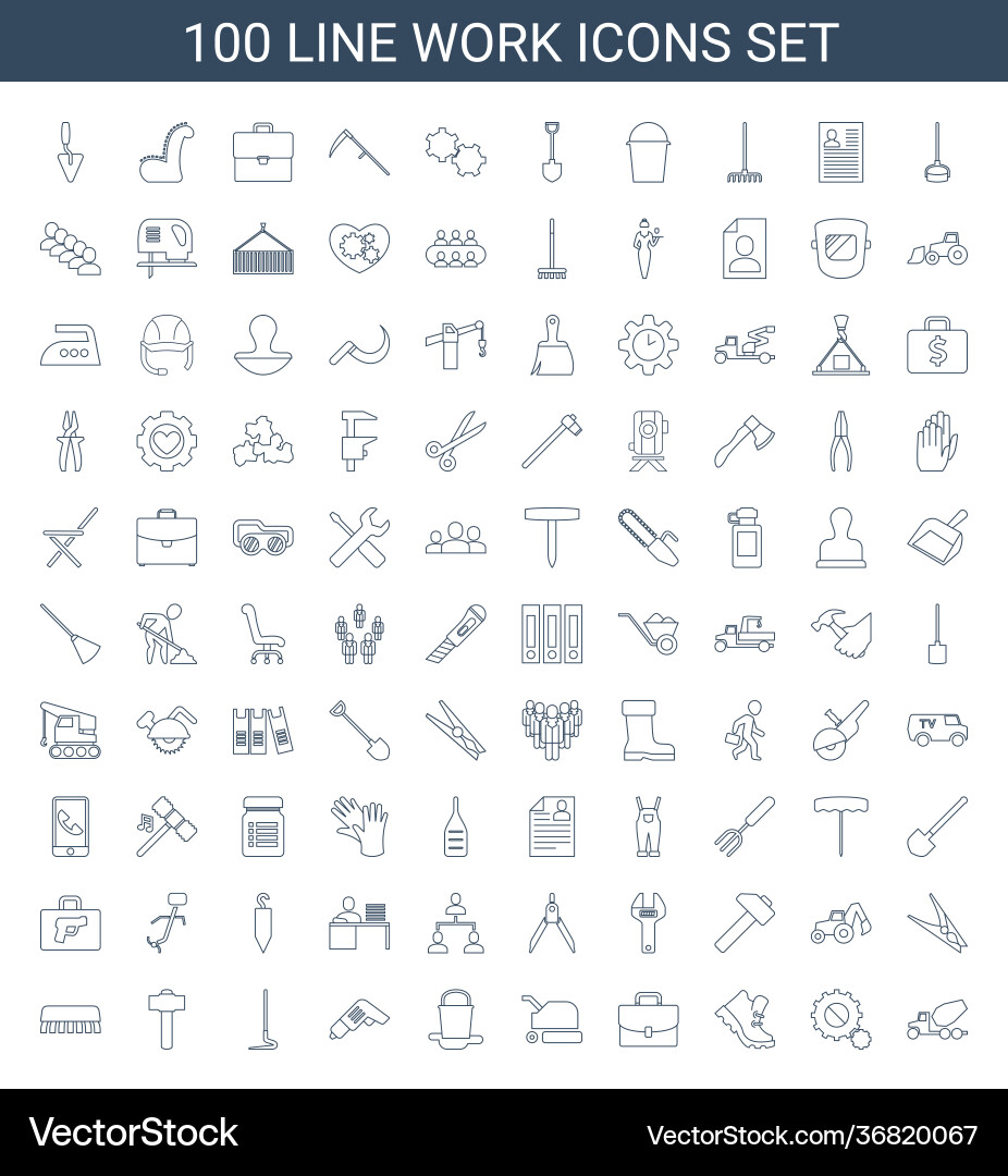 100 work icons Royalty Free Vector Image - VectorStock