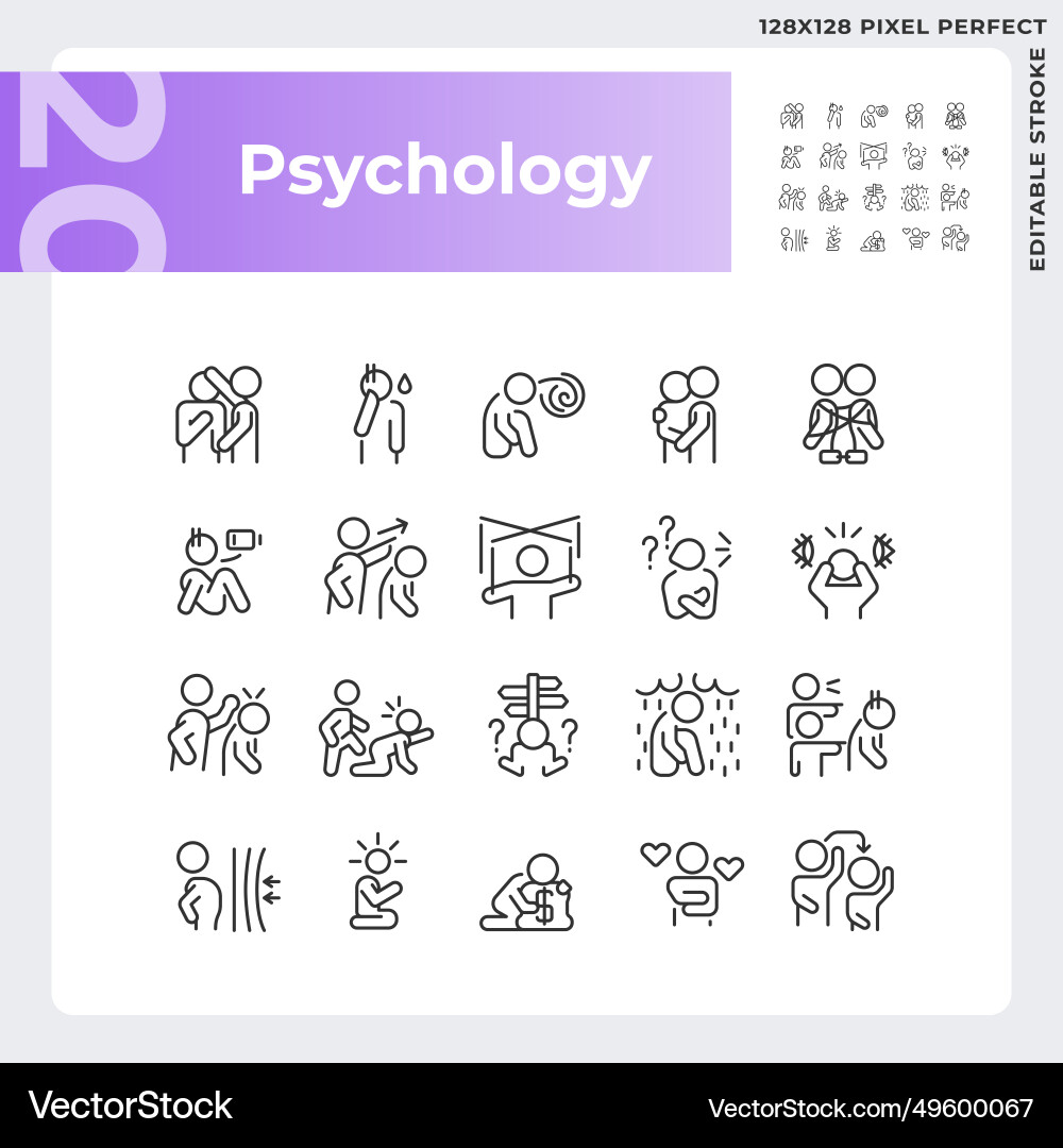 2d customizable pixel perfect black psychology Vector Image