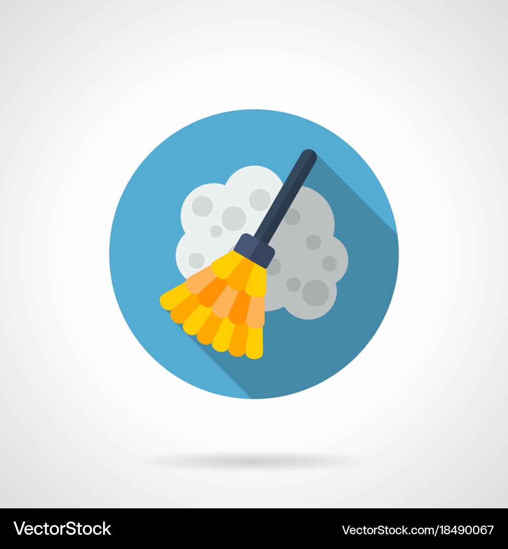 Broom flat round icon Royalty Free Vector Image