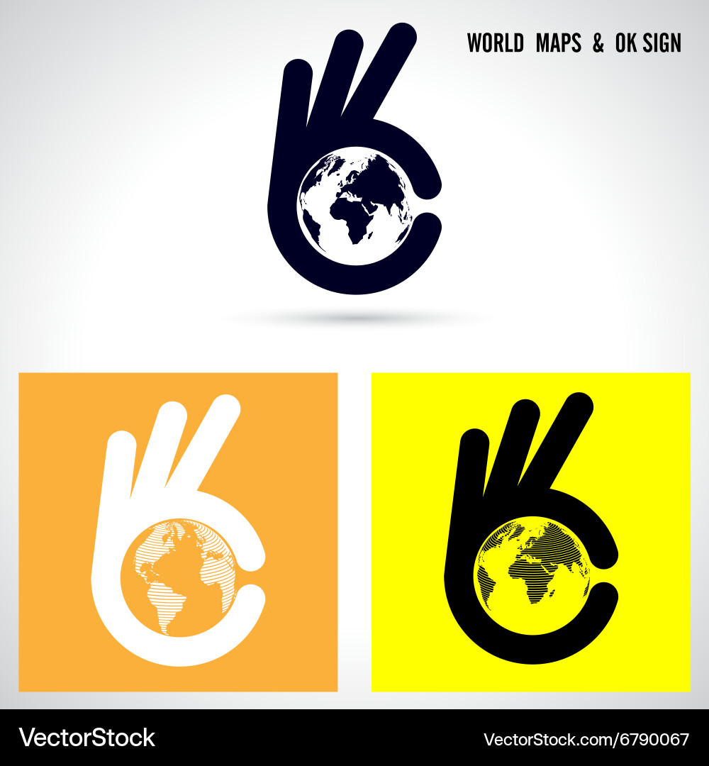 Creative hand and world map abstract logo Vector Image