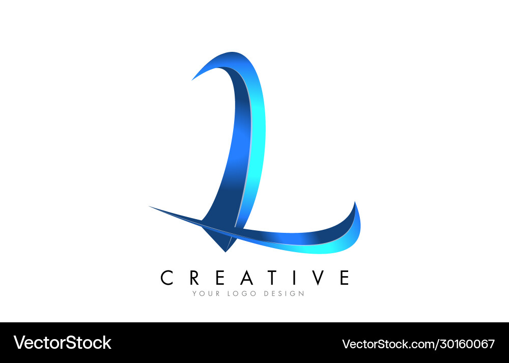 Creative l letter logo with blue 3d bright Vector Image