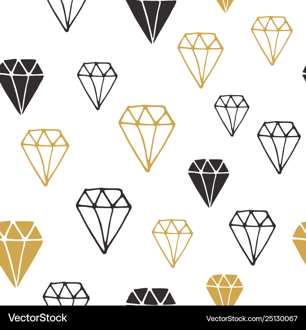 Diamond seamless pattern hand drawn sketched Vector Image