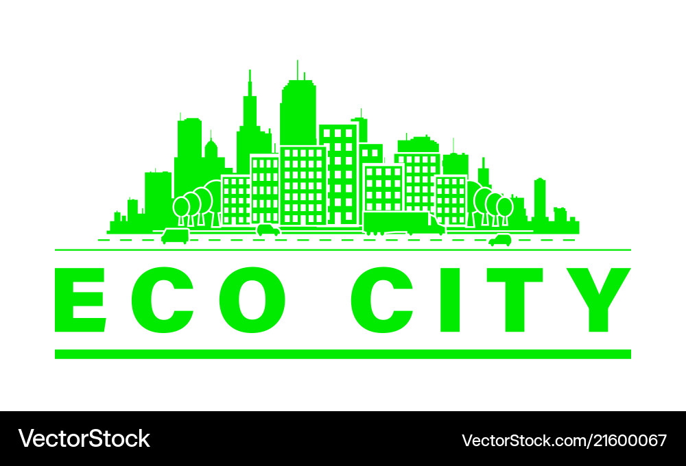 Eco city skyline Royalty Free Vector Image - VectorStock