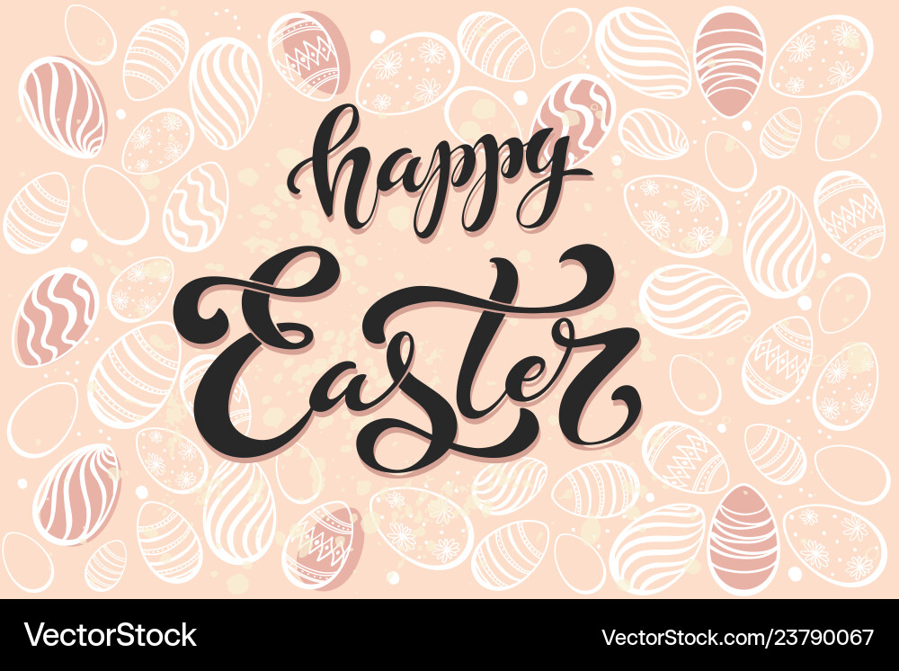 Happy easter handwritten lettering typography Vector Image
