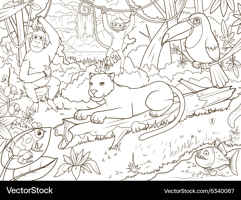 Jungle Animals Outline Jungle Animals Outline Vector Art, Icons, And