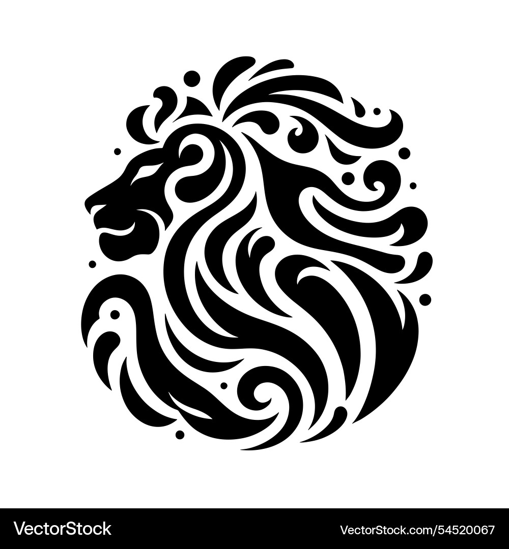 Ornate lion head circular design Royalty Free Vector Image