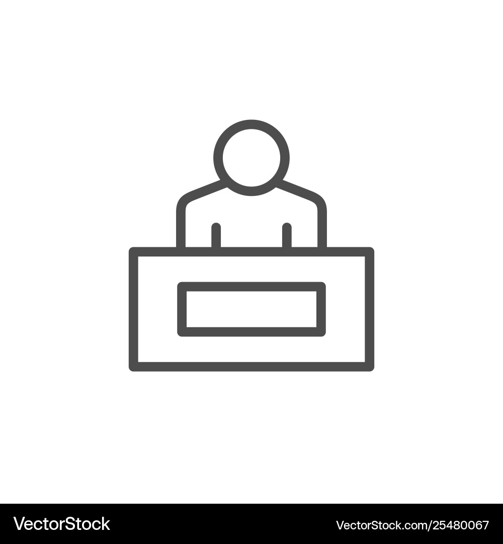 Reception desk line outline icon Royalty Free Vector Image