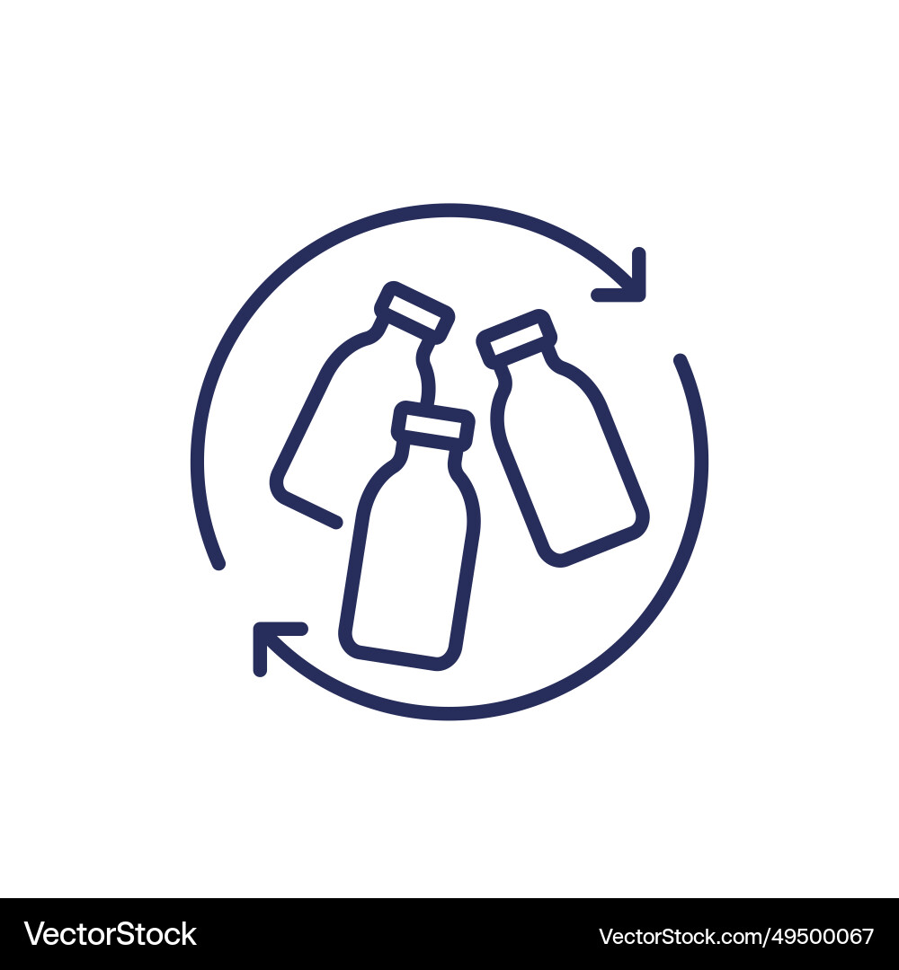 Recycling plastic bottles line icon on white Vector Image