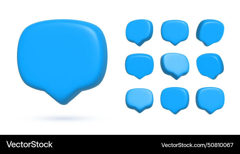 Render 3d of blue speech bubble mate Royalty Free Vector